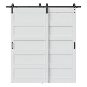 GOLDENPOLEY 73 in. x 84 in. (Double 40 in.) 5-Panel White MDF Interior ...