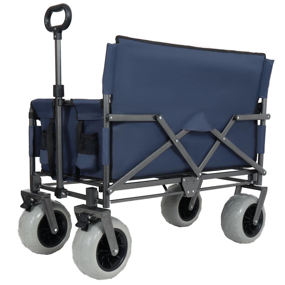 Folding Wagon with Bench Seat-500 lbs (6.4 cu. ft) Steel Garden Cart, 9 ...