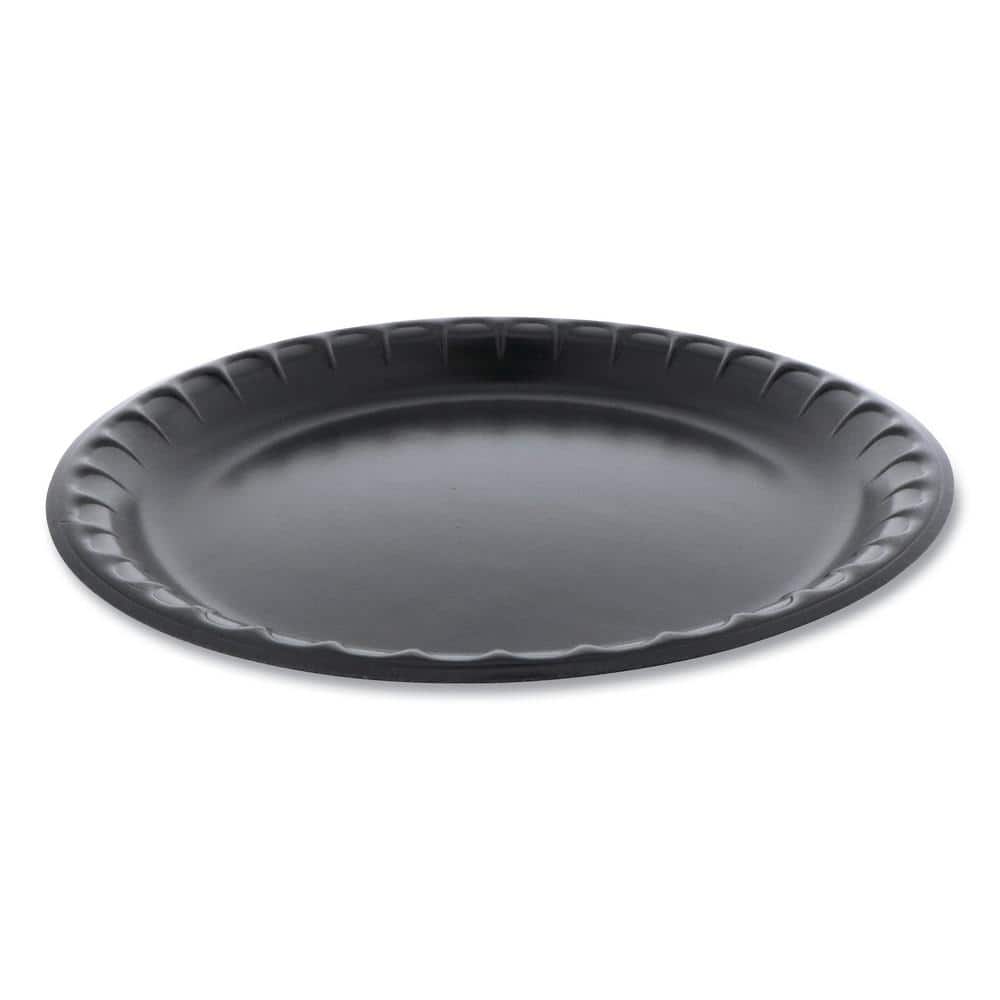 Pactiv 10.25 in. Black Laminated Disposable Polystyrene Plates (540 ...