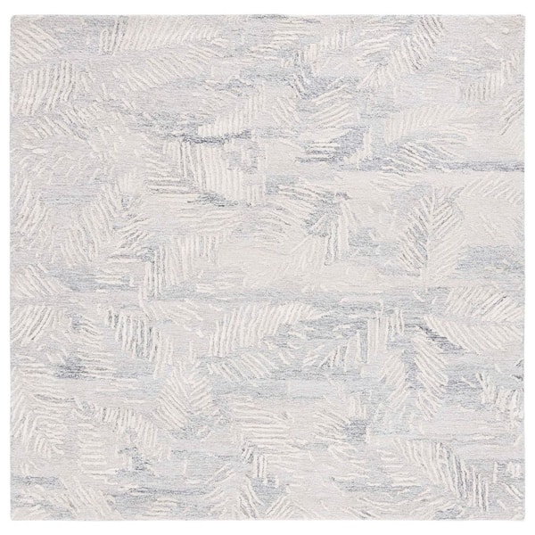 SAFAVIEH Glamour 6 ft. x 6 ft. Gray/Ivory Abstract Feather Square Area ...