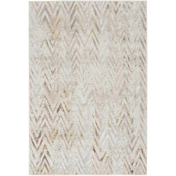 Nourison Glam Multicolor 4 ft. x 6 ft. Chevron Contemporary Shimmer ...