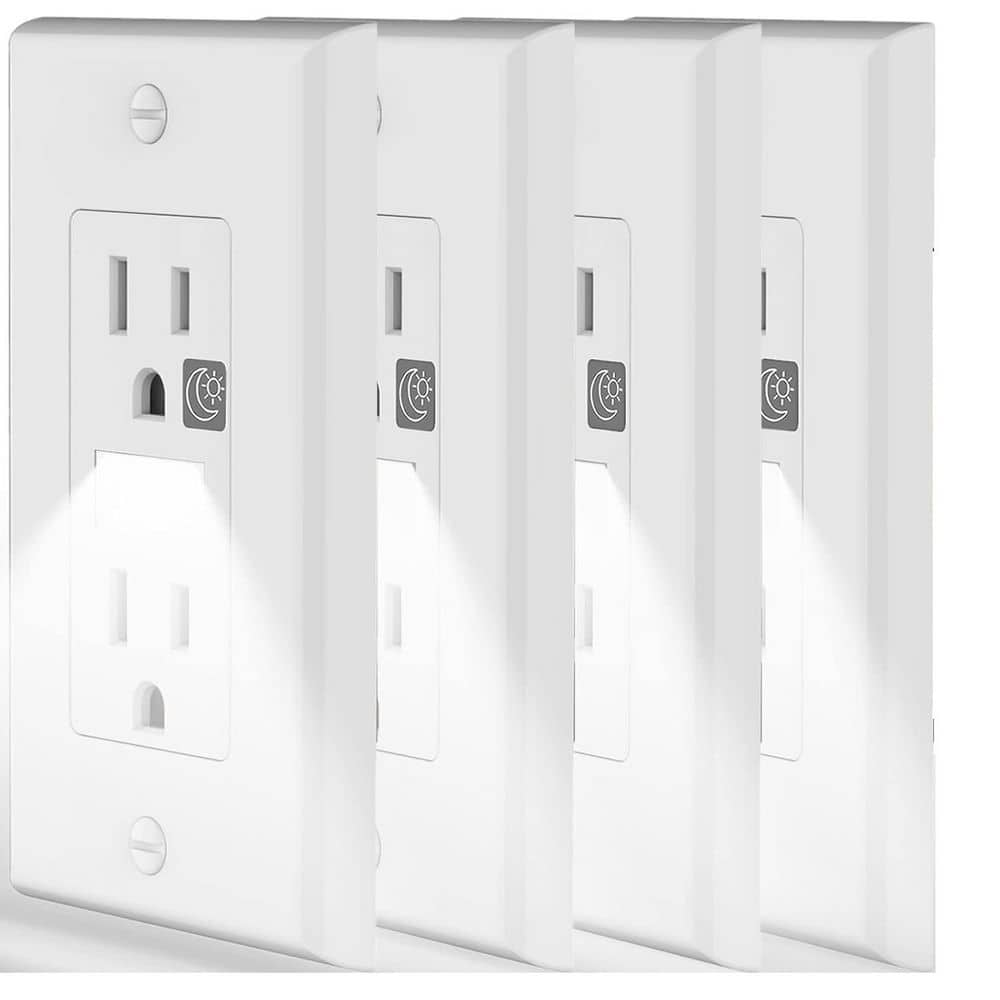 Vrbgify 15 Amp 125-Volt Built-In LED Night Light Wall Standard Duplex ...