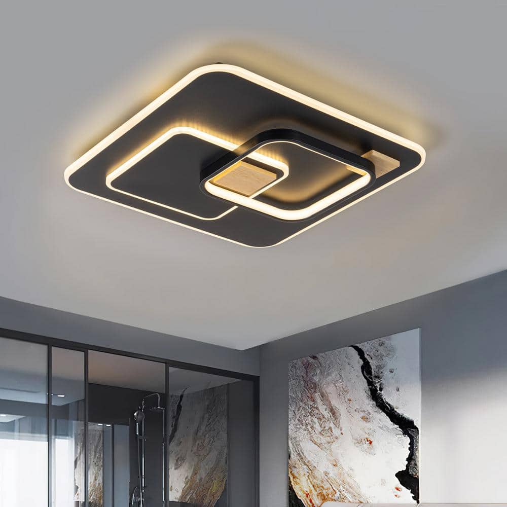 Rennnsan Tyler 19.29 in. 3-Light Modern Linear Geometry LED Flush Mount ...