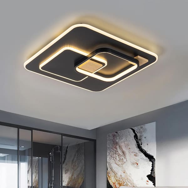 Rennnsan Tyler 19.29 in. 3-Light Modern Linear Geometry LED Flush Mount ...