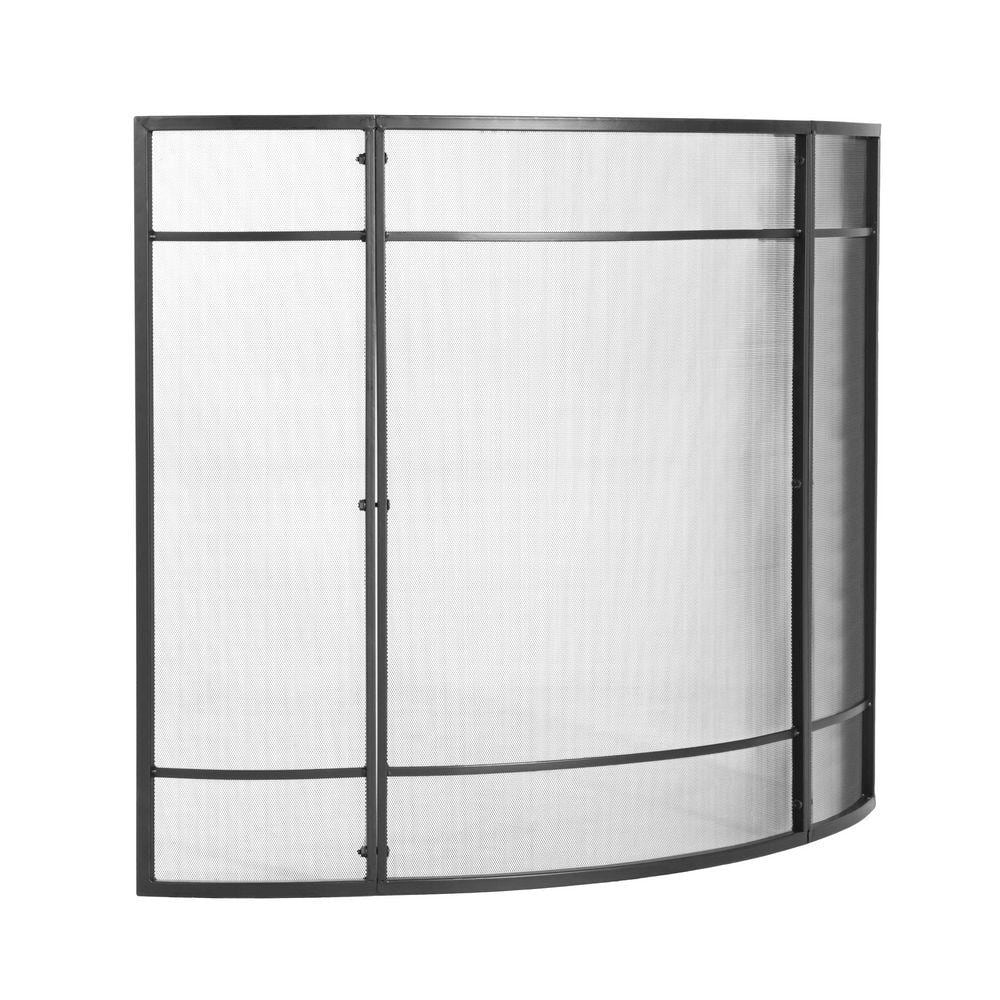 Miscool Avex Black Curve Iron 1-Panel 38 in. Fireplace Screen ...