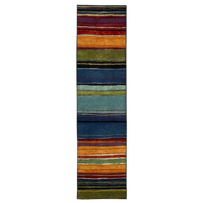 Mohawk Home Rainbow Multi 7 ft. 6 in. x 10 ft. Striped Area Rug 3-Piece ...