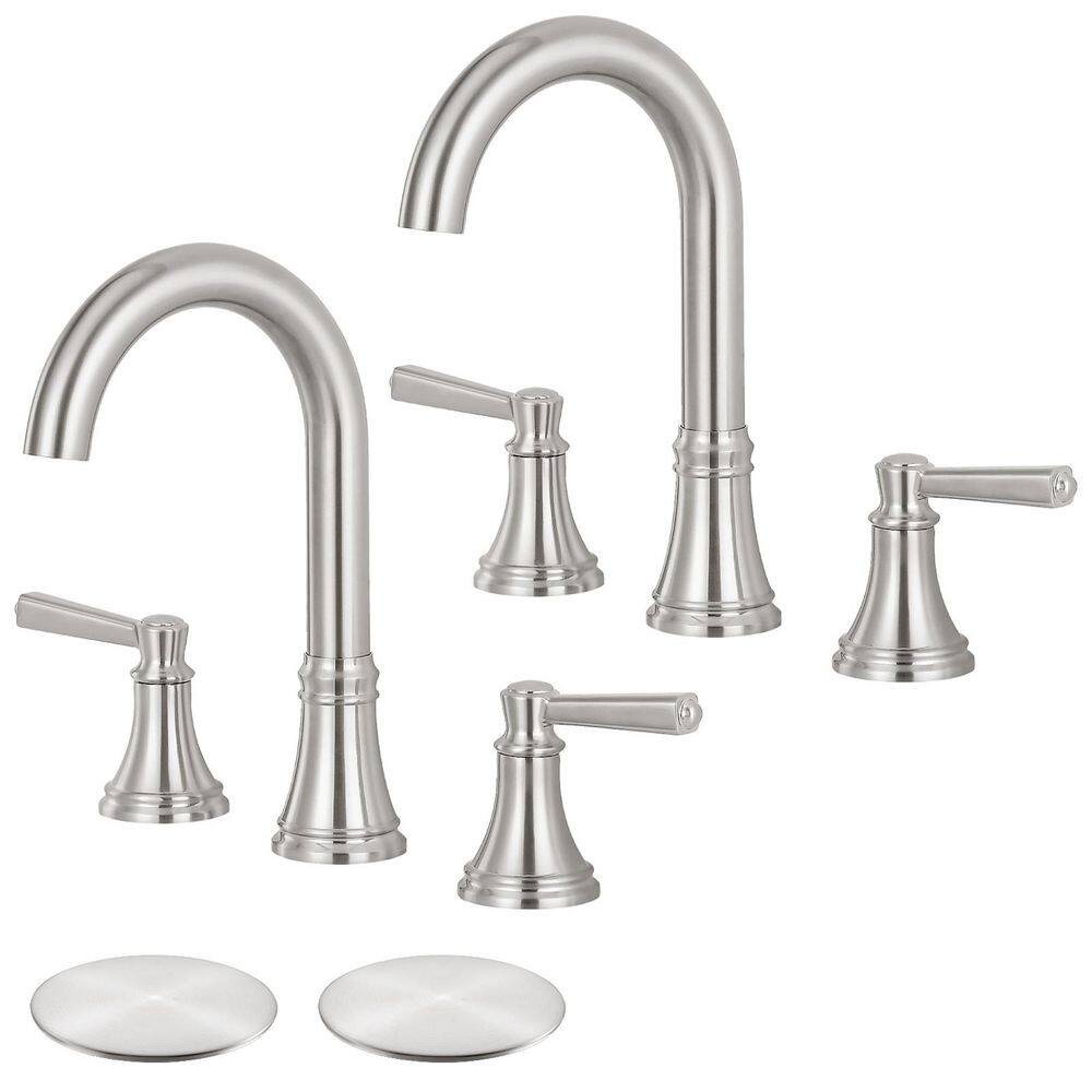 AKLFGN 8 in. Widespread Double-Handle High-Arc Bathroom Faucet with Pop ...