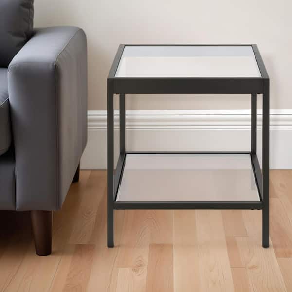 HomeRoots 20 in. Black Square Glass End Table 2000544170 - The Home Depot