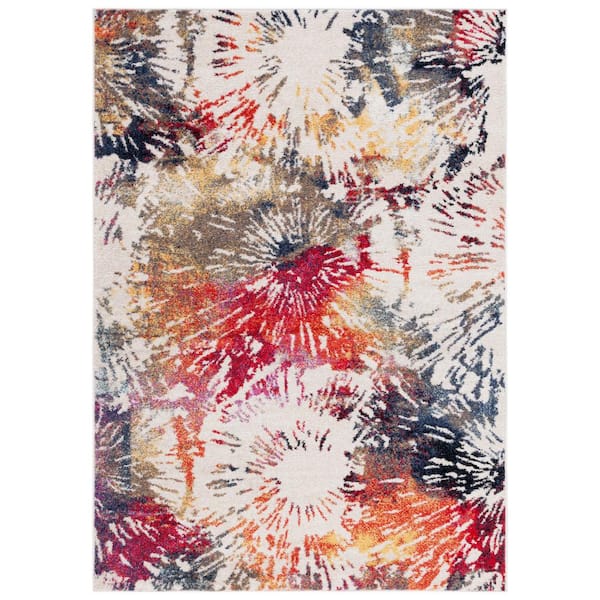 SAFAVIEH Adirondack Ivory/Fuchsia Gold 4 ft. x 6 ft. Eclectic Splatter ...