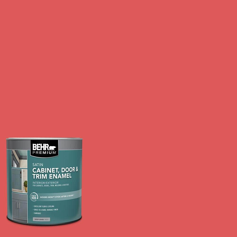 BEHR PREMIUM 1 qt. #150B-6 Firecracker Satin Enamel Interior/Exterior ...