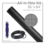 Phifer 36 in. x 84 in. Charcoal Fiberglass Screen Kit with Spline and ...