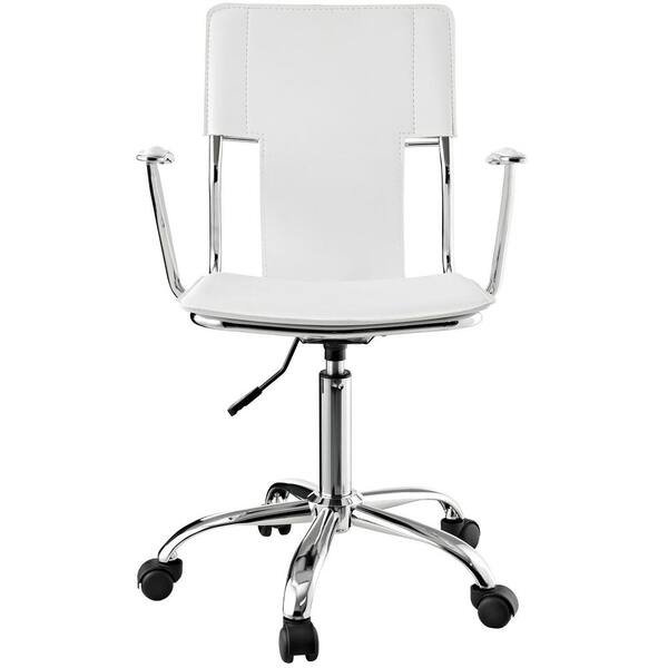 MODWAY 22 in. Width Standard White Vinyl Task Chair with Swivel Seat ...