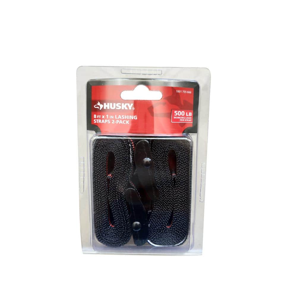 Husky 8 ft. x 1 in. Lashing Straps 2-Pack FH0911 - The Home Depot