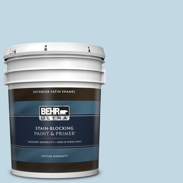BEHR ULTRA 5 gal. #S500-1 Distant Shore Satin Enamel Exterior Paint ...