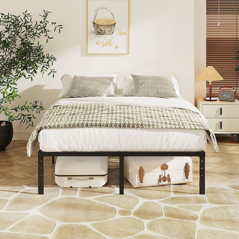 Karl home 12 in. Black Metal Frame Queen Platform Bed No Box Spring ...