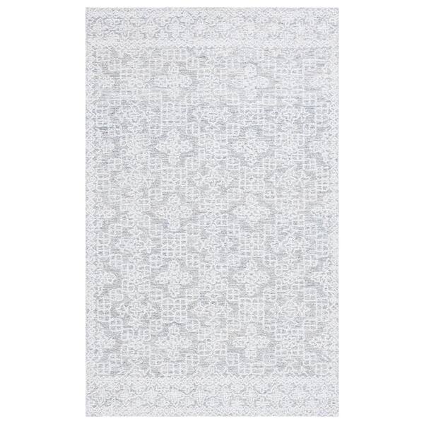 SAFAVIEH Ebony Gray/Ivory 5 ft. x 8 ft. Floral Area Rug EBN201F-5 - The ...