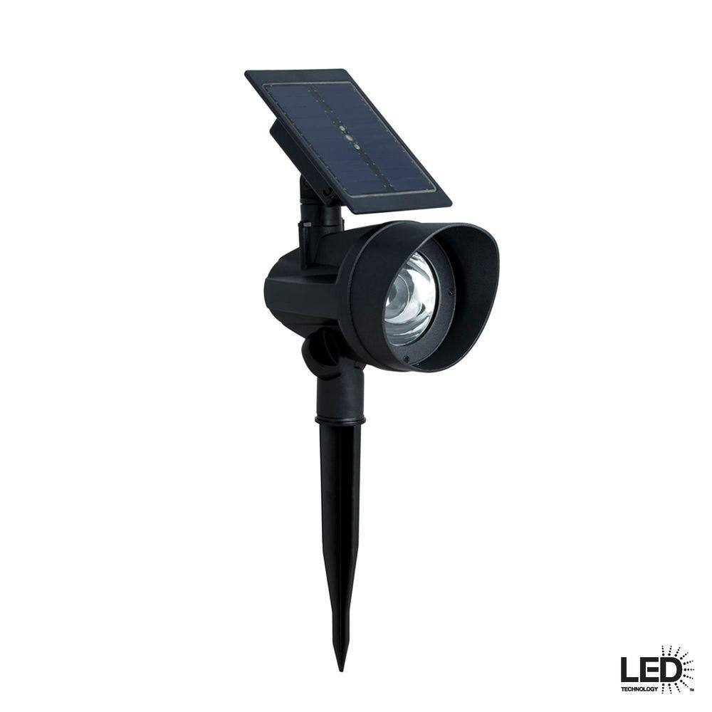 Hampton Bay Outdoor Black High-Output Solar LED Spotlight SS3C-P4-BKT ...
