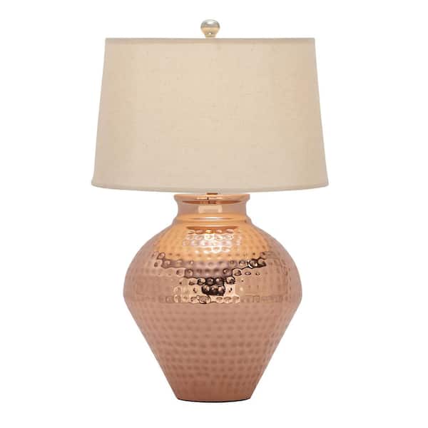 LITTON LANE 26 in. Copper Gold Dimpled Table Lamp 23595 - The Home Depot