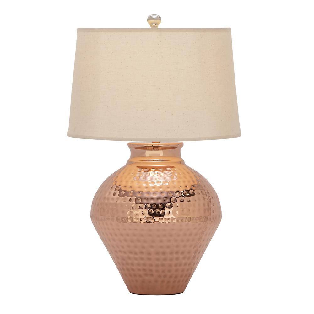 LITTON LANE 26 in. Copper Gold Dimpled Table Lamp 23595 - The Home Depot