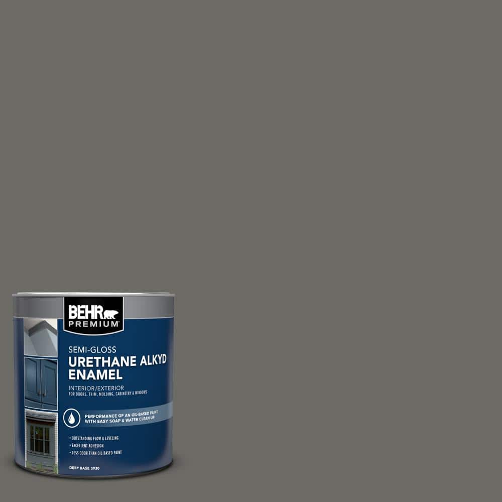 BEHR PREMIUM 1 qt. #PPU18-18 Mined Coal Semi-Gloss Enamel Urethane ...