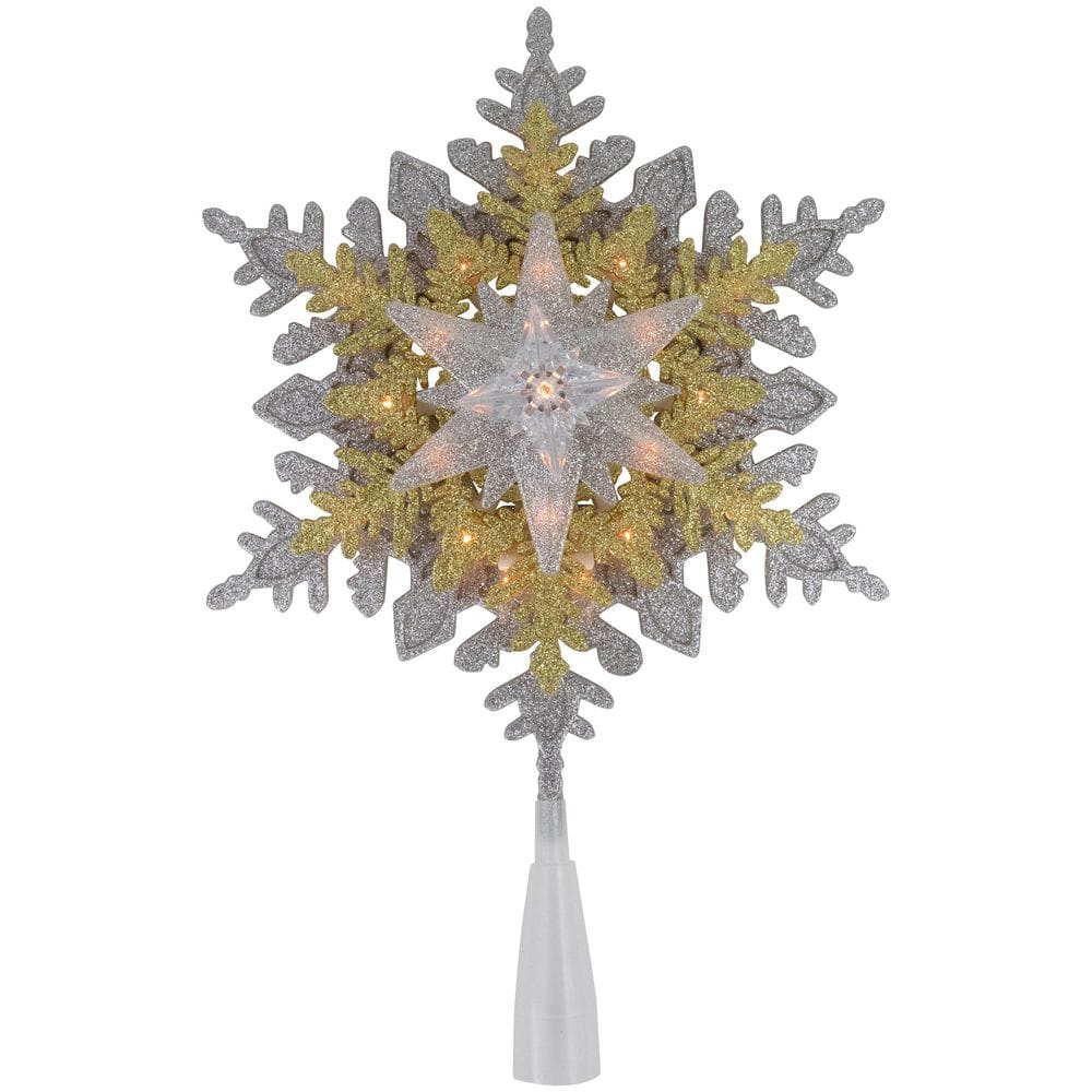 Northlight 13.75in. Lighted Gold and Silver Snowflake Christmas Tree ...