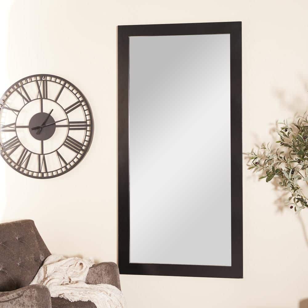 Litton Lane 65 in. x 33 in. Rectangle Framed Black Wall Mirror 040414 ...