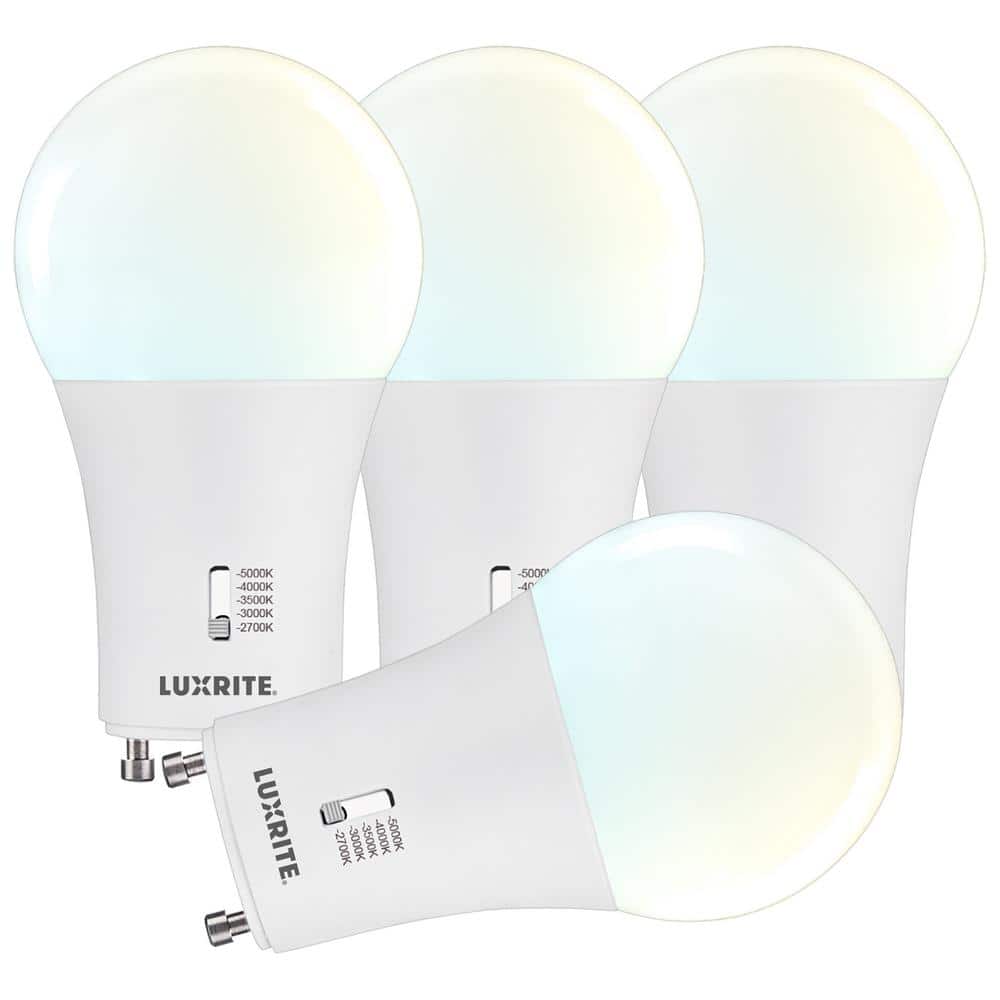 LUXRITE 60-Watt Equivalent A19 LED Light Bulb CRI90 5CCT Dimmable 800 ... LUXRITE 60-Watt Equivalent A19 LED Light Bulb CRI90 5CCT Dimmable 800 ...