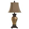 StyleCraft 30 in. Brown/Bronze/Gold/Amber Table Lamp with Taupe Fabric ...