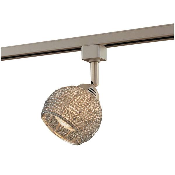 Hampton Bay Linear Track Head Brushed Steel with Silver Beaded Shade ...