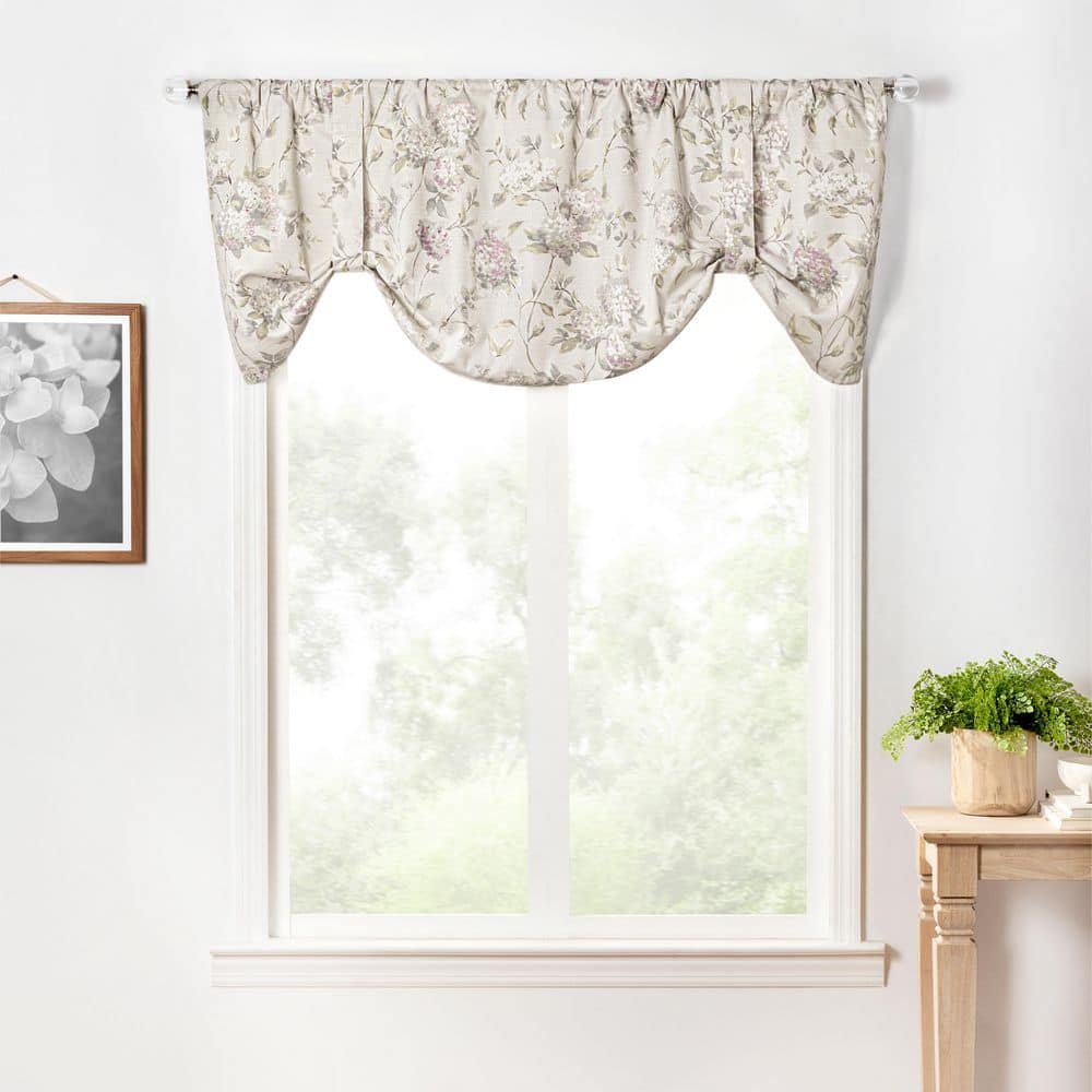 Ellis Curtain Abigail 22 in. L Polyester/Cotton Tie-Up Valance in Lilac ...