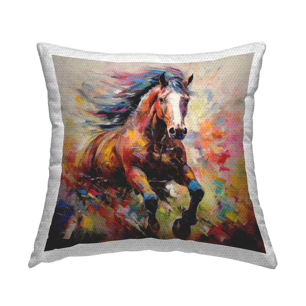 Stupell Industries Modern Horse Galloping Multi-Color Square Outdoor Throw Pillow ple-135_osq ...