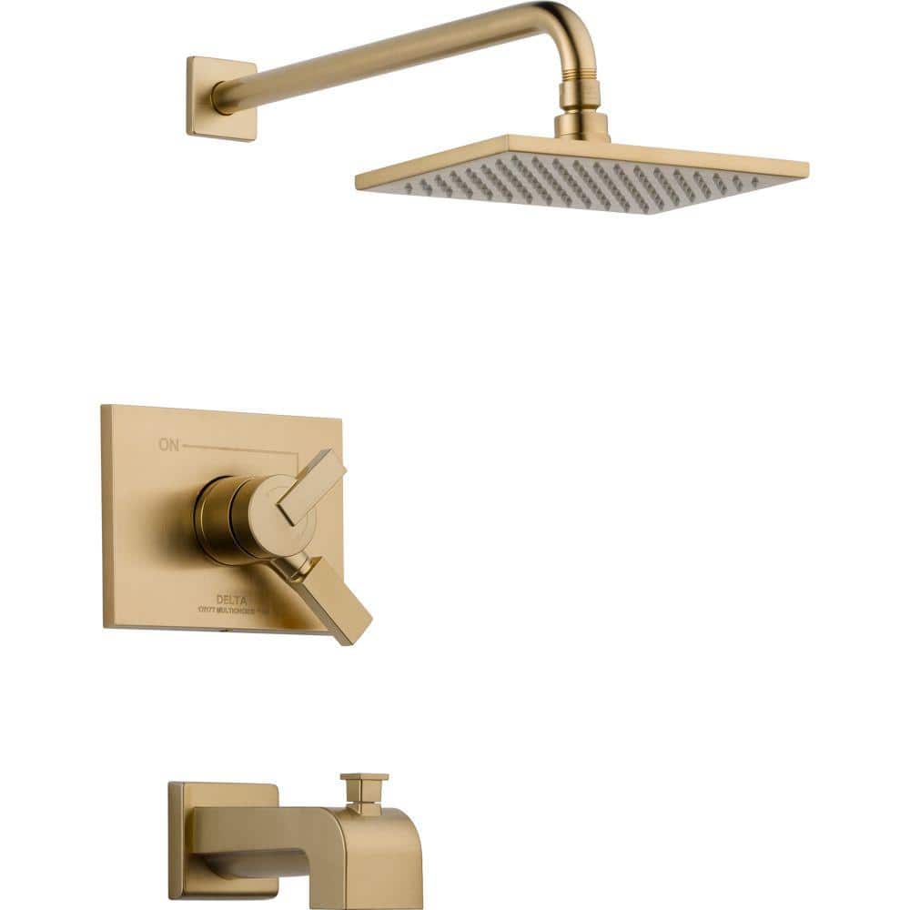 Delta Vero Gold 1-Handle Tub and Shower Faucet Trim Kit in Champagne ...