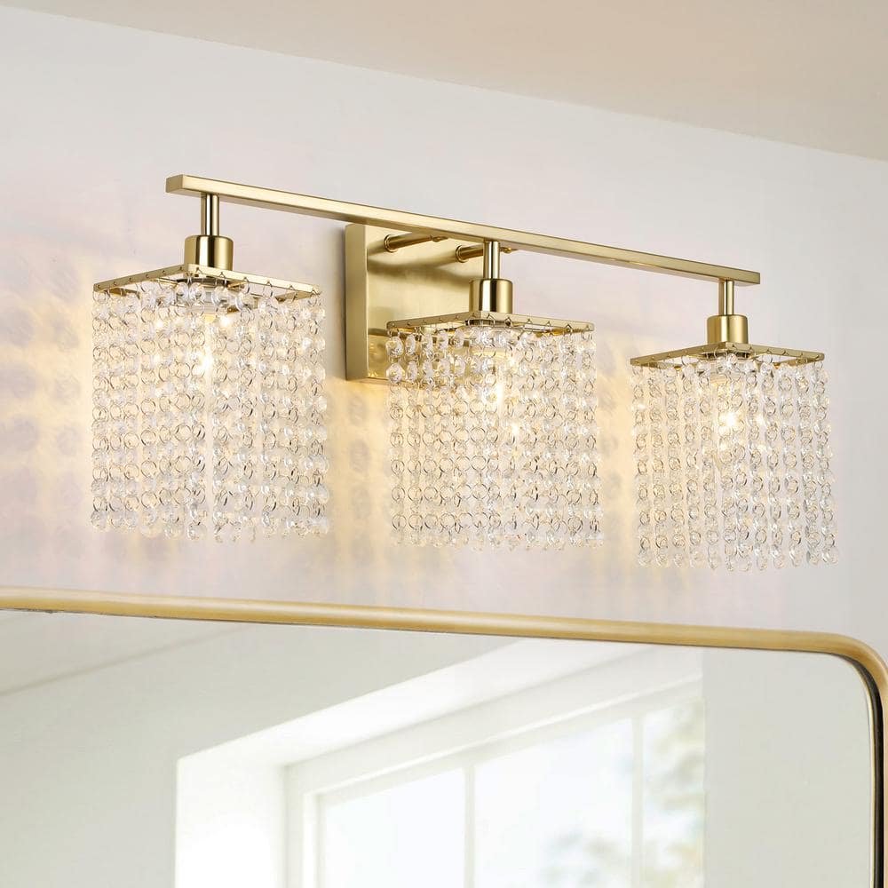 RRTYO Minx 24 in. 3-Light Modern Gold Bathroom Vanity Light with ...