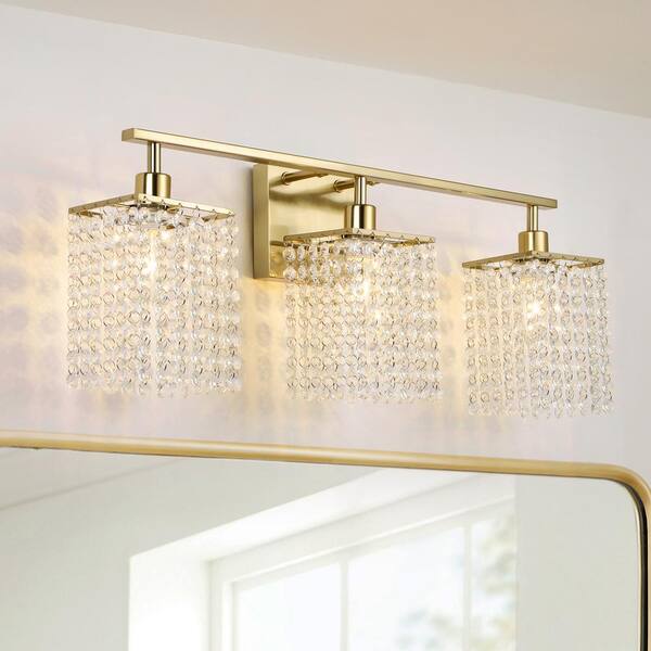 RRTYO Minx 24 in. 3-Light Modern Gold Bathroom Vanity Light with ...