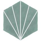 Merola Tile Palm Starburst Hex Turquoise 6 in. x 7 in. Porcelain Floor ...