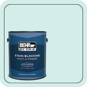BEHR PREMIUM PLUS 1 gal. #490A-1 Teal Ice Satin Enamel Low Odor ...
