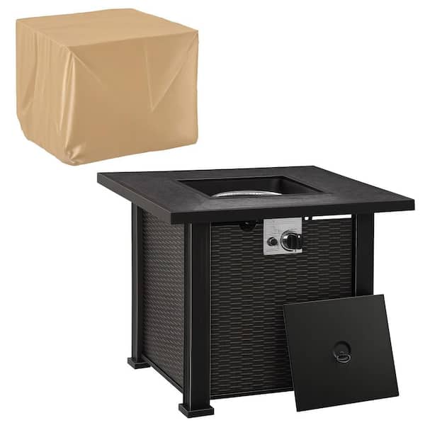 30 in. Propane Gas Fire Pit Table 50000 BTU Round Steel Fire Pit with ...