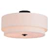 VAXCEL Burnaby 20.5 in. W Black Semi-Flush Mount Ceiling Light White ...