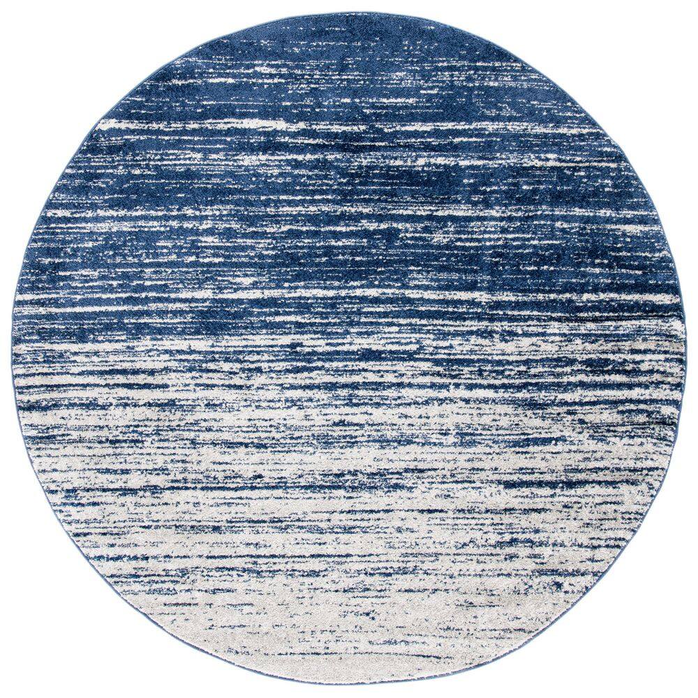 SAFAVIEH Adirondack Navy/Ivory Solid Color 6 ft. x 6 ft. Striped Round ...