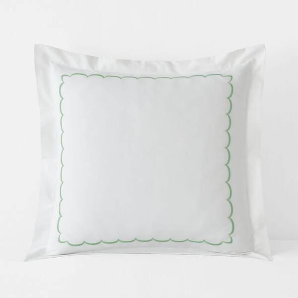 The Company Store Company Cotton Scallop Green Cotton Percale Euro Sham ...