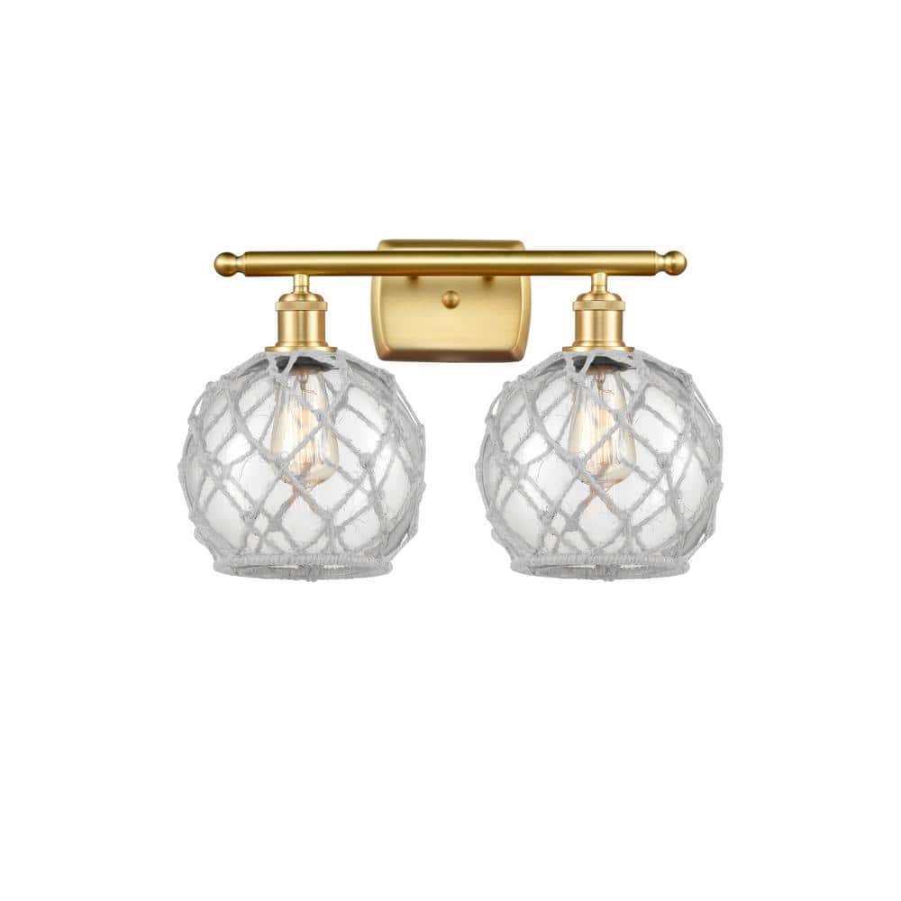 Innovations Farmhouse Rope 16 in. 2 Light Satin Gold, Clear Glass with ...