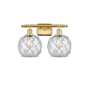 Innovations Clymer 16 in. 2 Light Satin Gold, Matte White Vanity Light ...