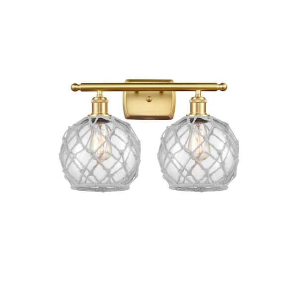 Innovations Farmhouse Rope 16 in. 2 Light Satin Gold, Clear Glass with ...
