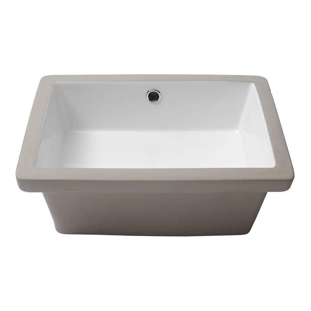 YSQCAR 18 in. Undermount Rectangular Bathroom Sink without Overflow ...