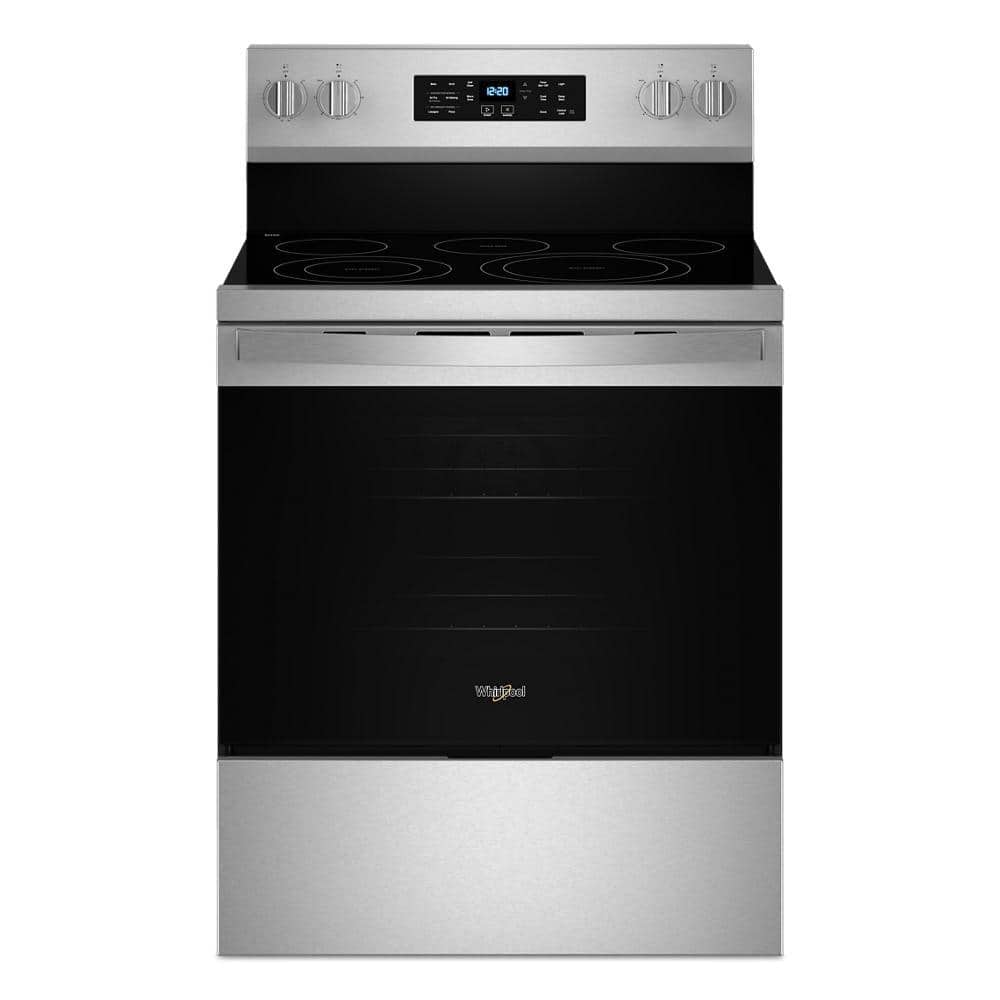 Whirlpool 30 in. 5 Element Freestanding Electric Range in Fingerprint ...