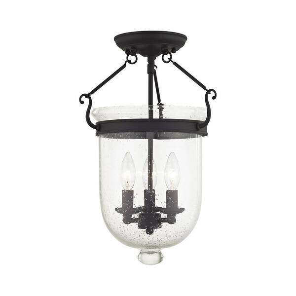 Livex Lighting Jefferson 3 Light Black Semi Flush Mount 5082-04 - The ... Livex Lighting Jefferson 3 Light Black Semi Flush Mount 5082-04 - The ...