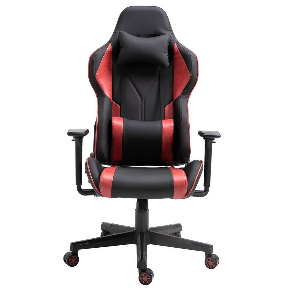 Clihome Swiveling Red PC Faux Leather Gaming Chair with Adjustable ...