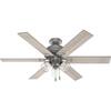 Hunter Hilmouth 52 in. Indoor Matte Silver Ceiling Fan with Light 51426 ...