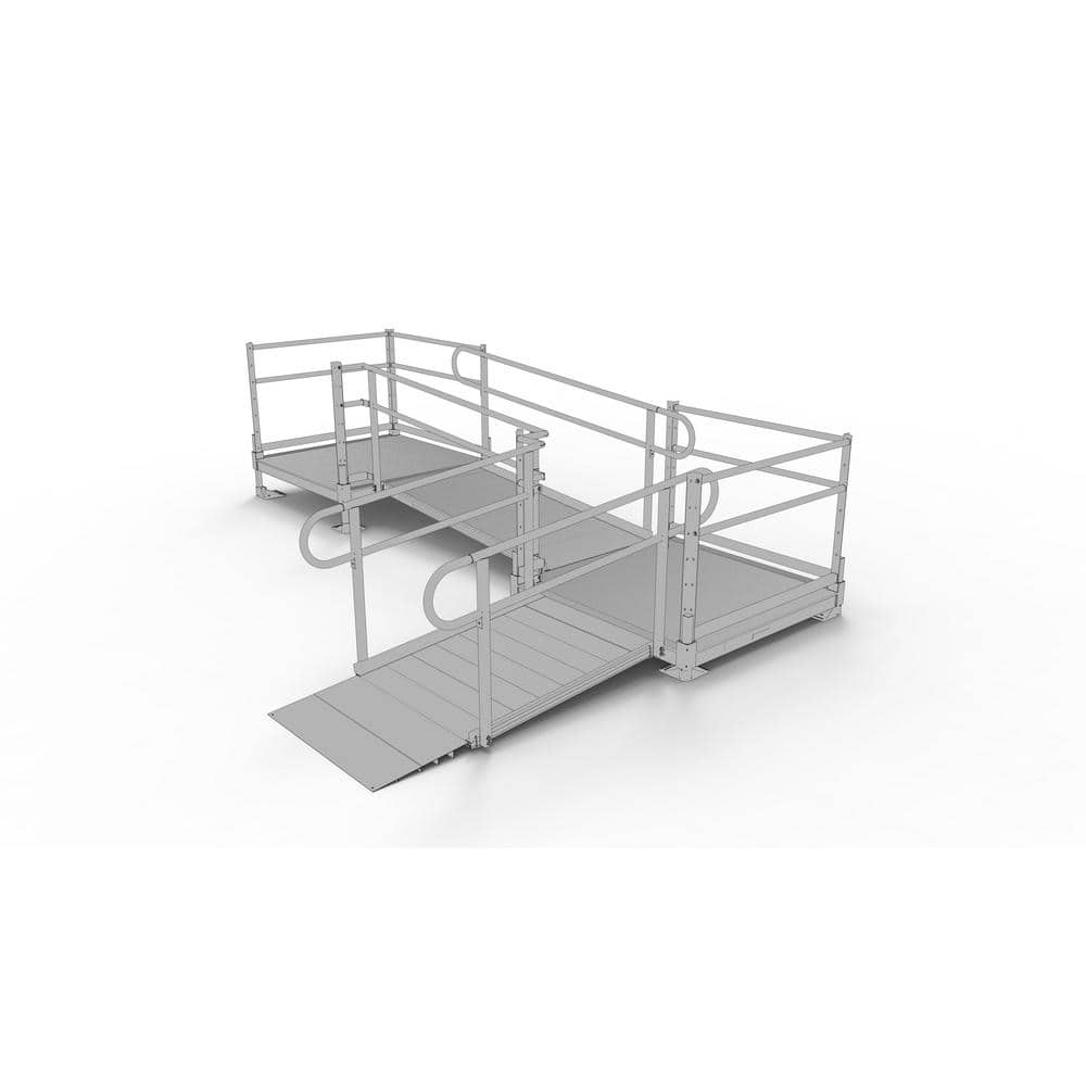 EZ-ACCESS PATHWAY 10 ft. L-Shaped Aluminum Wheelchair Ramp Kit with ...