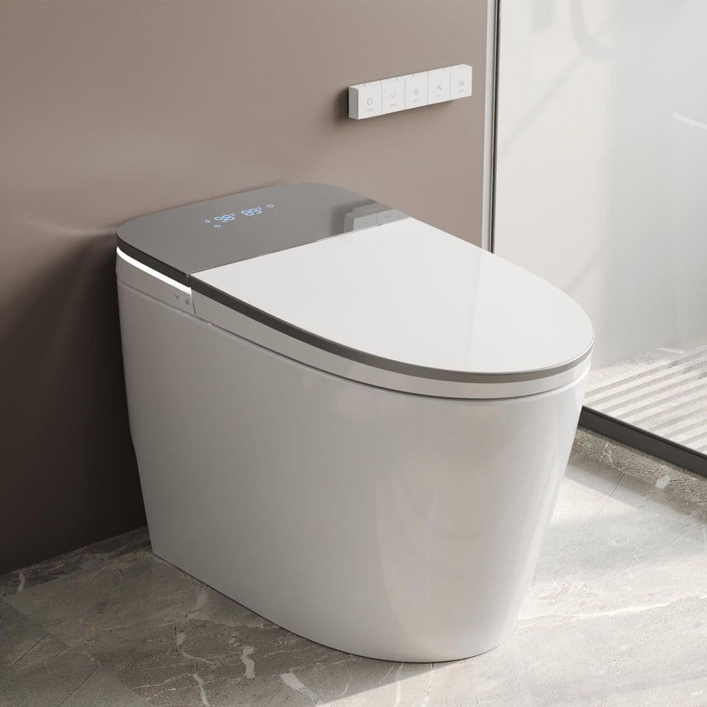 DEERVALLEY Tankless Elongated ADA Bidet Toilet in White with Auto Flush ...